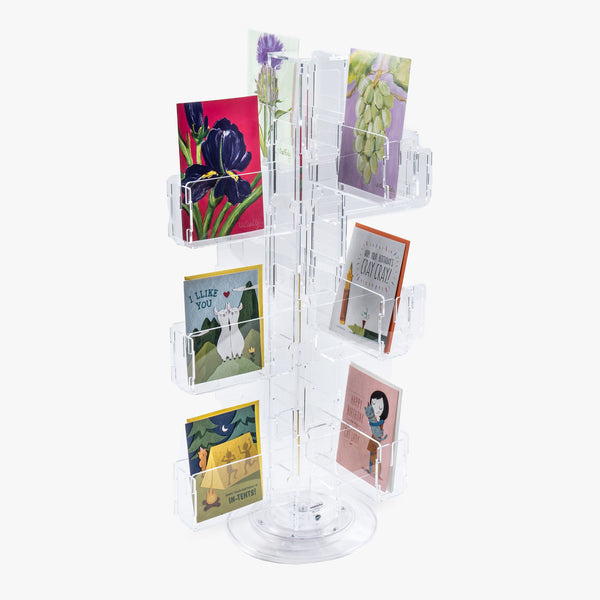 24-Pocket Clear Acrylic Countertop Greeting Card Spinner – Clear Solutions