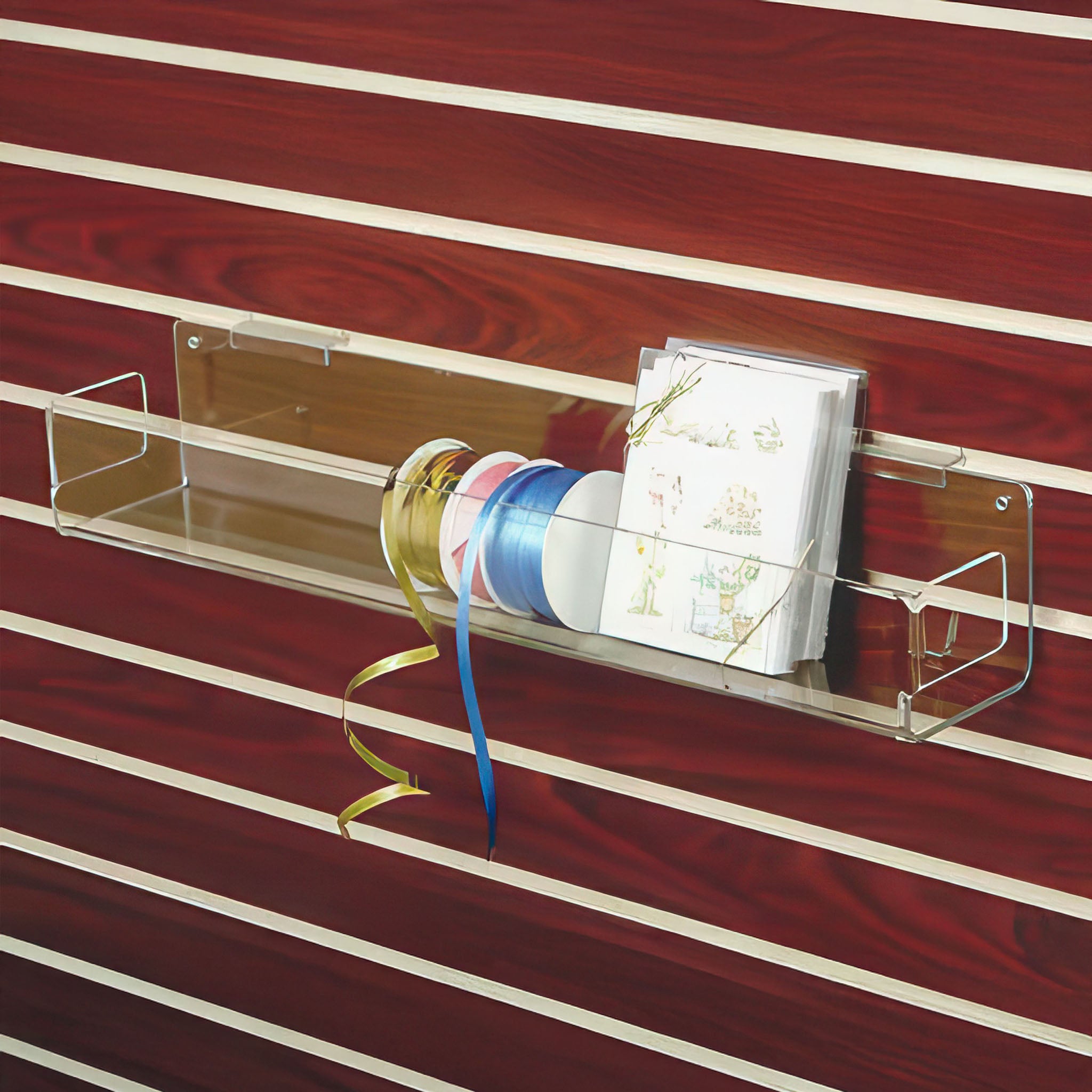 Heavy Duty Clear Slatwall Shelf with Sides (8527SW) – Clear Solutions