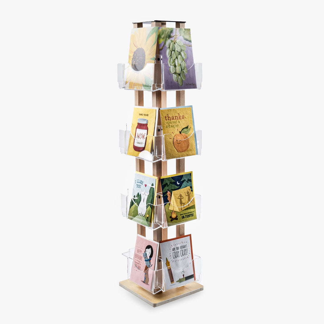 16-Pocket Compact Countertop Greeting Card Spinner – Clear Solutions