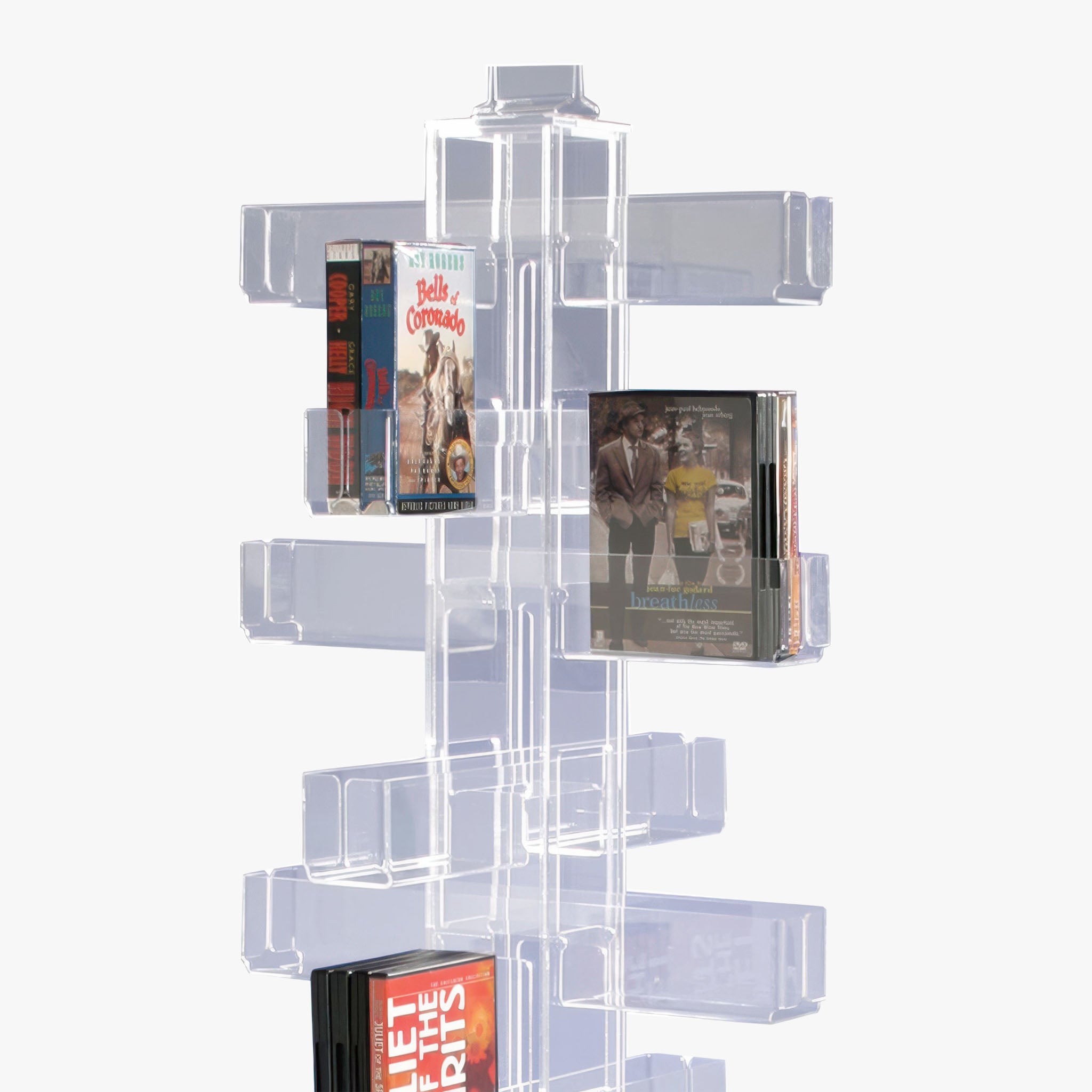 48-Pocket Clear Acrylic Deluxe Floor Spinners – Clear Solutions